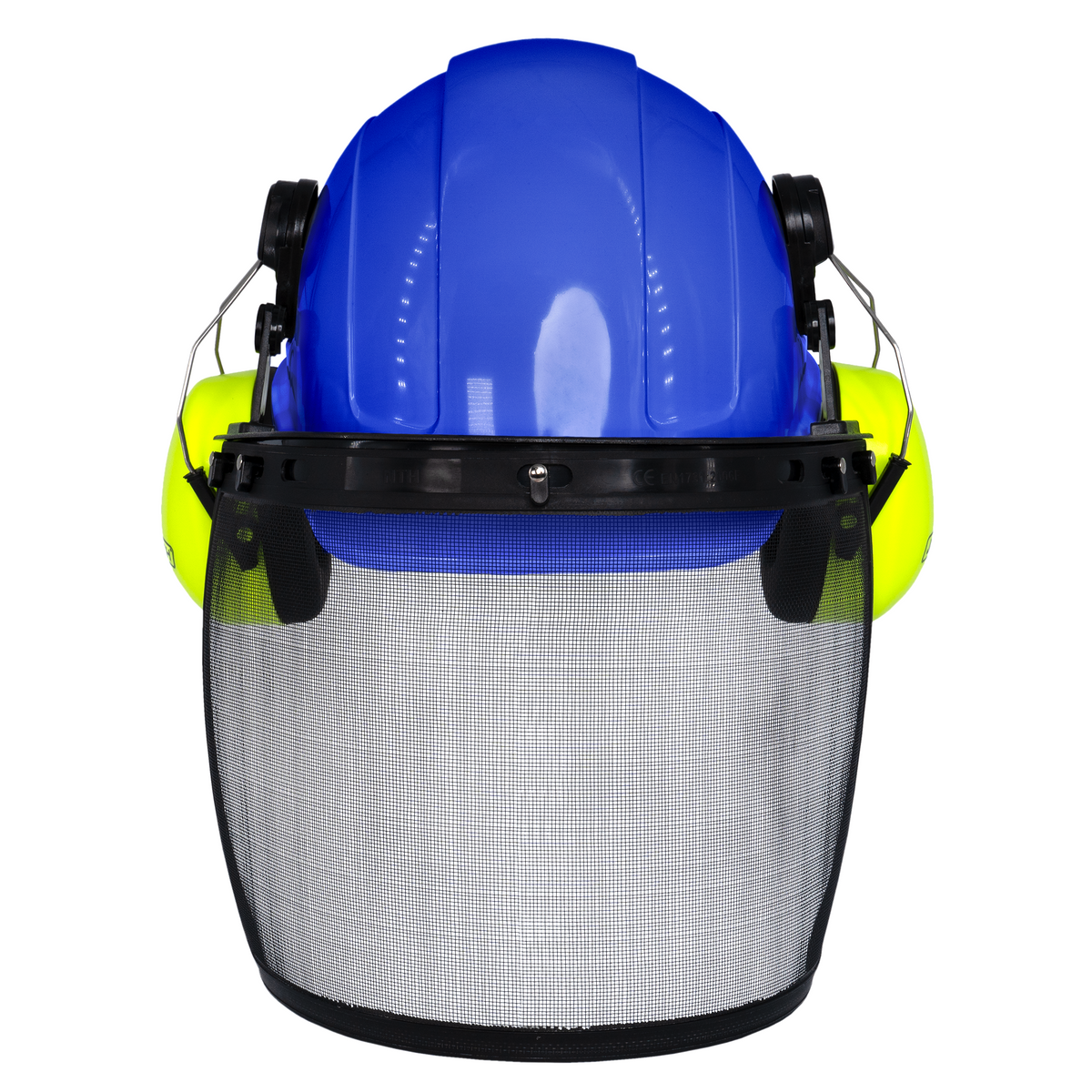 Cap Style Hard Hat with Mountable Lime Earmuffs and Mesh Face Shield ...