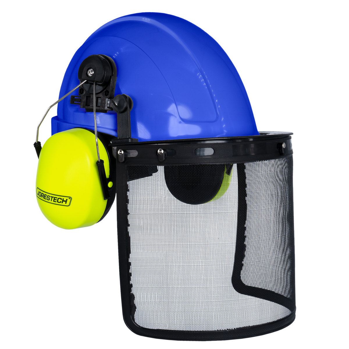 Cap Style Hard Hat with Mountable Lime Earmuffs and Mesh Face Shield ...