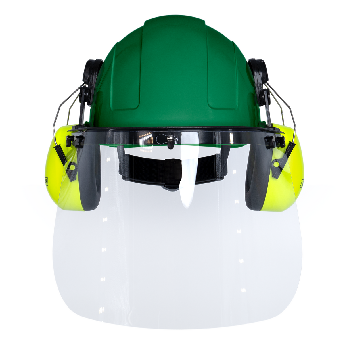 Safety Helmet Kit with Lime Mountable Earmuffs and Face Shield ...